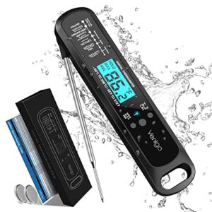 venigo digital meat and food thermometer for cooking and grilling, waterproof instant-read cooking thermometer, kitchen probe thermometer for baking, roasting, smoking, deep frying (black)