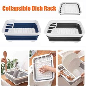 Multifunction KitchenDrying Collapsible Dish Drainer Rack Folding Bowl Drain Rack Tableware Holder Fruit Basket Organizer (Gray)