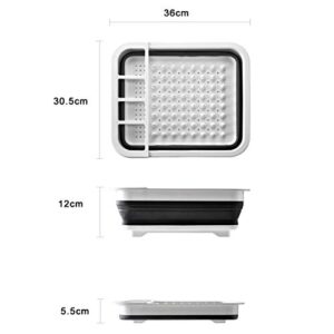 Multifunction KitchenDrying Collapsible Dish Drainer Rack Folding Bowl Drain Rack Tableware Holder Fruit Basket Organizer (Gray)