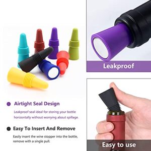 Wine Stoppers Beverage Bottle Sealer Soft Silicone Wine Bottle Stoppers Corks with Grip Top for Keeping Wine Champagne Fresh, 8 Pack