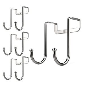 poeland 1kuan over cabinet drawer double hooks 304 stainless steel multiple use narrow door hook for kitchen, bathroom, drawer, wardrobe door, cabinet door to hang bags, towels, coat more pack of 4