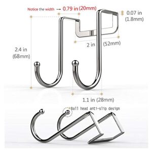 Poeland 1kuan Over Cabinet Drawer Double Hooks 304 Stainless Steel Multiple Use Narrow Door Hook for Kitchen, Bathroom, Drawer, Wardrobe Door, Cabinet Door to Hang Bags, Towels, Coat More Pack of 4