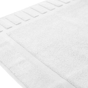 White Classic Luxury Bath Mat Floor Towel Set - Absorbent Cotton Hotel Spa Shower/Bathtub Mats [Not a Bathroom Rug] 22"x34" | 2 Pack | White