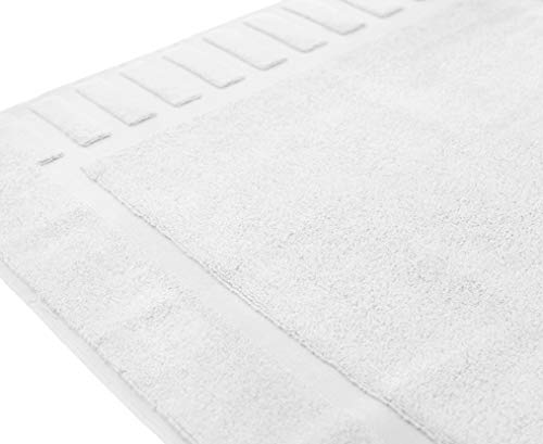 White Classic Luxury Bath Mat Floor Towel Set - Absorbent Cotton Hotel Spa Shower/Bathtub Mats [Not a Bathroom Rug] 22"x34" | 2 Pack | White