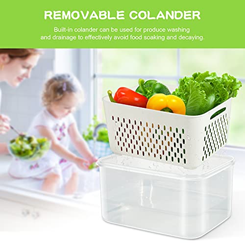 TBMax Fruit Storage Containers for Fridge - 3 Pack Large Produce Saver Containers Fridge Organizers with Airtight Lid & Colander, Vegetable Storage Lettuce Keepers Berry Containers for Refrigerator