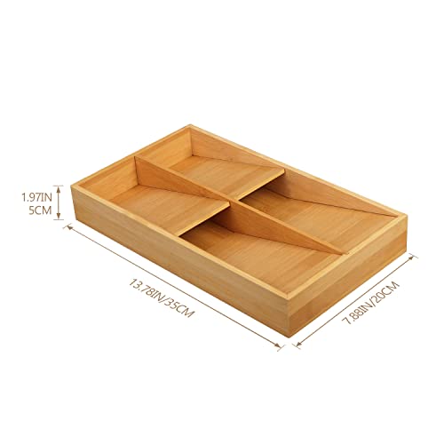 JSVER Kitchen Drawer Organizer Bamboo Drawer Organizer for Utensils Holder, Wood Drawer Dividers Organizer For Silverware, Flatware, Knives in Kitchen