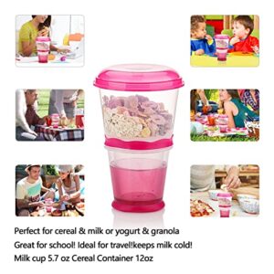 Cereal To Go, Cereal Container, Cereal On The Go Go Cereal Box Storage Container Cups Milk Yogurt Keeper Holder With Spoon (Red+Blue)