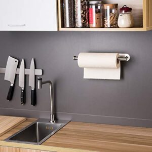 Taozun Self Adhesive Paper Towel Holder - Under Cabinet Paper Towel Rack for Kitchen, SUS304 Brushed Stainless Steel (No Drilling)