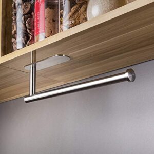 Taozun Self Adhesive Paper Towel Holder - Under Cabinet Paper Towel Rack for Kitchen, SUS304 Brushed Stainless Steel (No Drilling)