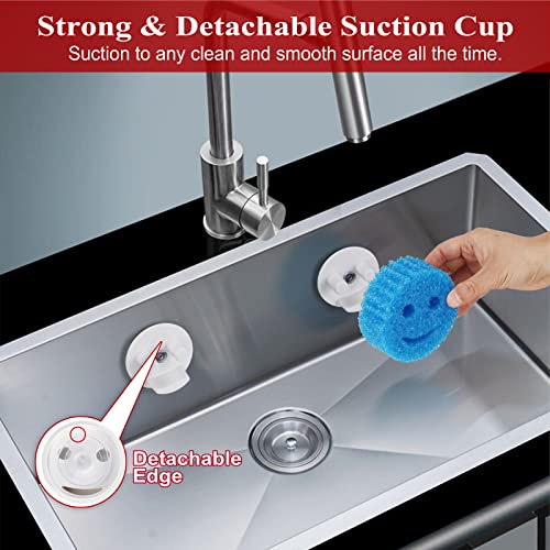 Sponge Holder, Sink Caddy w/ Suction Cup Installation, Sponge Organizer for Kitchen/ Bathroom Sink, Self Draining, Dishwasher Safe for Holding Smiley Sponges(Sponges Not Included), White(1-Pack)