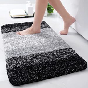 arotive microfiber bathroom rugs, shaggy soft and absorbent bath rug, non-slip, thick plush bathroom mat, machine washable dry bath mats for bathroom, tub and shower, 16″ x 24″, black