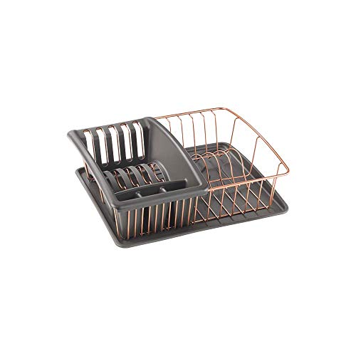 Metaltex Aquatex Copper Dish Drainer with Tray, Metal, Copper, 35x30x12 cm