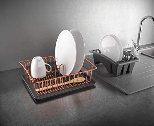 Metaltex Aquatex Copper Dish Drainer with Tray, Metal, Copper, 35x30x12 cm