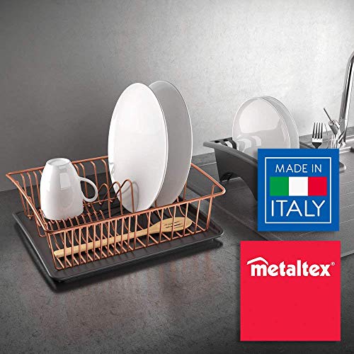 Metaltex Aquatex Copper Dish Drainer with Tray, Metal, Copper, 35x30x12 cm