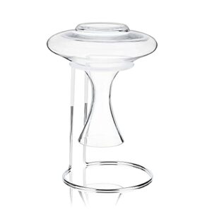 True Wine Decanter Drying Stand and Holder Essential Accessory Glassware Rack for a Spot-Free Finish, Rubber Coating Protects Glass, Chrome Plated Iron, Silver