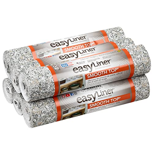 Duck EasyLiner Brand Smooth Top Shelf Liner, Grey Granite, 12 in. x 10 ft, 6 Rolls, 10'