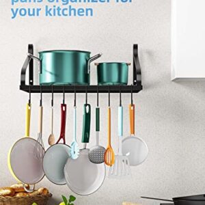 MUDEELA Pots and Pans Organizer for Cabinet Pan Organizer Rack for Cabinet with 3 DIY Methods and Wall Mounted Hanging Pot Rack for Kitchen, Cookware, Bathroom Bundle