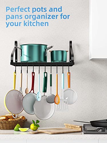 MUDEELA Pots and Pans Organizer for Cabinet Pan Organizer Rack for Cabinet with 3 DIY Methods and Wall Mounted Hanging Pot Rack for Kitchen, Cookware, Bathroom Bundle