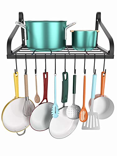 MUDEELA Pots and Pans Organizer for Cabinet Pan Organizer Rack for Cabinet with 3 DIY Methods and Wall Mounted Hanging Pot Rack for Kitchen, Cookware, Bathroom Bundle