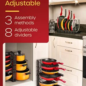 MUDEELA Pots and Pans Organizer for Cabinet Pan Organizer Rack for Cabinet with 3 DIY Methods and Wall Mounted Hanging Pot Rack for Kitchen, Cookware, Bathroom Bundle