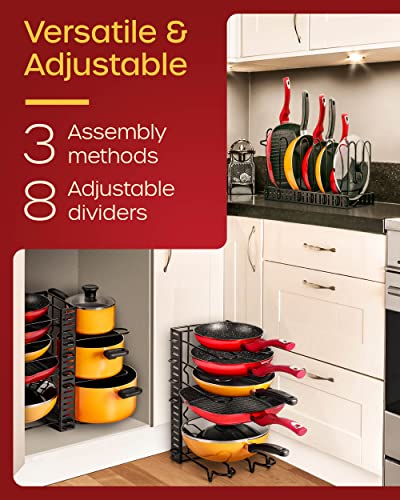 MUDEELA Pots and Pans Organizer for Cabinet Pan Organizer Rack for Cabinet with 3 DIY Methods and Wall Mounted Hanging Pot Rack for Kitchen, Cookware, Bathroom Bundle