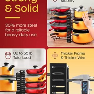 MUDEELA Pots and Pans Organizer for Cabinet Pan Organizer Rack for Cabinet with 3 DIY Methods and Wall Mounted Hanging Pot Rack for Kitchen, Cookware, Bathroom Bundle