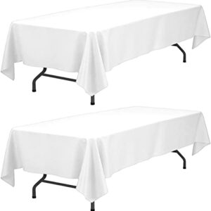 WEALUXE White Tablecloths for Rectangle Tables [60x102 Inch] White Table Clothes for 6 Foot Rectangle Tables, Washable Fabric Stain and Wrinkle Resistant  [2 Pack]