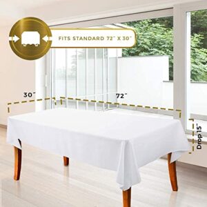 WEALUXE White Tablecloths for Rectangle Tables [60x102 Inch] White Table Clothes for 6 Foot Rectangle Tables, Washable Fabric Stain and Wrinkle Resistant  [2 Pack]