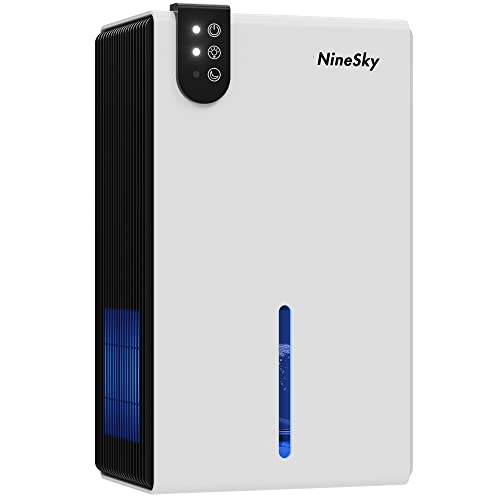 NineSky Dehumidifier for Home, 95 OZ Water Tank, 7000 Cubic Feet(720 sq.ft) Dehumidifiers for Bathroom, Bedroom with Auto Shut Off, Two Working Modes and 7 Colors LED Light