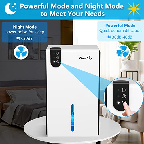 NineSky Dehumidifier for Home, 95 OZ Water Tank, 7000 Cubic Feet(720 sq.ft) Dehumidifiers for Bathroom, Bedroom with Auto Shut Off, Two Working Modes and 7 Colors LED Light