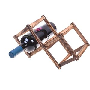 Beautyflier Creative Wood Foldable Rhombus Shaped Countertop 3 Bottles Wine Rack Organizer Display Shelf