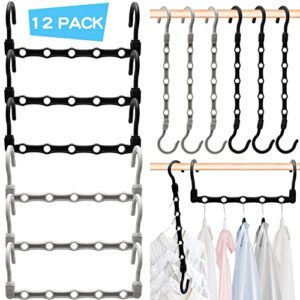 closet organizer,12 pack stronger closet organizers and storage clothes hanger with 5 holes closet storage for heavy clothes,college dorm room essentials magic closet organization space saving hangers