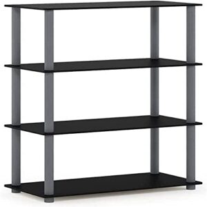 furinno (99557bk/gy) turn-n-tube 4-tier multipurpose shelf display rack – black/grey