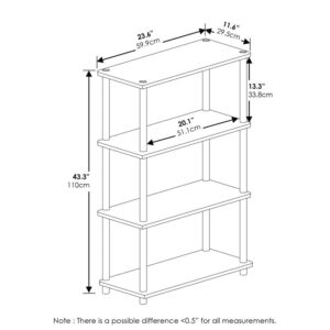 Furinno (99557BK/GY) Turn-N-Tube 4-Tier Multipurpose Shelf Display Rack - Black/Grey