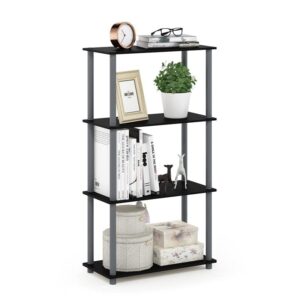 Furinno (99557BK/GY) Turn-N-Tube 4-Tier Multipurpose Shelf Display Rack - Black/Grey