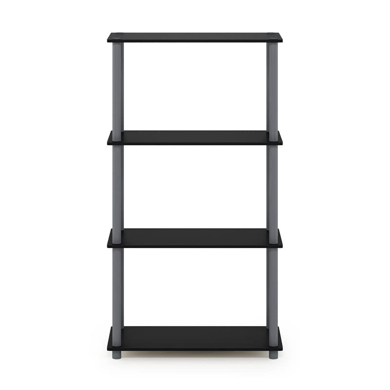 Furinno (99557BK/GY) Turn-N-Tube 4-Tier Multipurpose Shelf Display Rack - Black/Grey