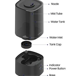 ROSEKM Humidifiers for Bedroom, 2.0L Cool Mist Humidifier for Plant and Baby Nursery, Small Quiet Air Humidifier, Ultrasonic, Filterless, Auto Shut-Off, Black