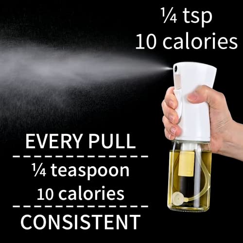 Oil Sprayer for Cooking, Olive Oil Sprayer Mister, 200ml Glass Olive Oil Spray Bottle, Kitchen Gadgets Accessories for Air Fryer, Canola Oil Spritzer, Widely Used for Salad Making, Baking, Frying, BBQ