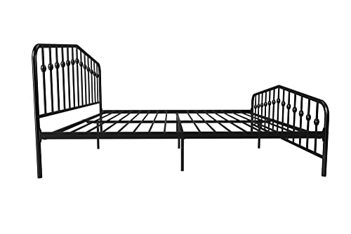 Novogratz Bushwick Metal Bed, Modern Design, King Size - Black