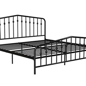 Novogratz Bushwick Metal Bed, Modern Design, King Size - Black