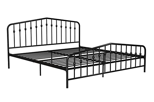 Novogratz Bushwick Metal Bed, Modern Design, King Size - Black