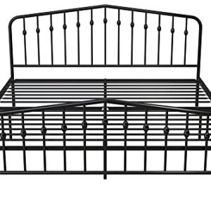 Novogratz Bushwick Metal Bed, Modern Design, King Size - Black