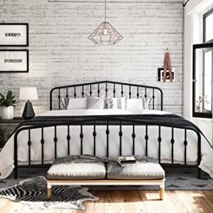 Novogratz Bushwick Metal Bed, Modern Design, King Size - Black