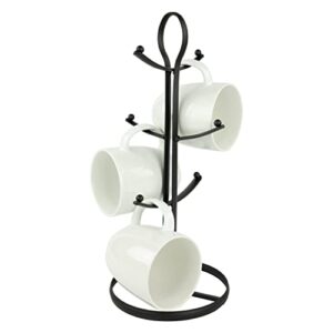 Spectrum Diversified Ashley 6 Holder, Kitchen Mug Tree Mug & Teacup Storage Rack, Coffee Bar Accessory & Kitchen Countertop Organizer, Black