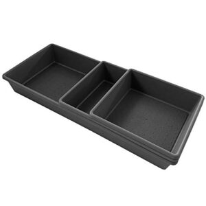 edge Tray Bins 3 Pack Multi Use Storage for Kitchen Darwers, Office and Bathroom Non-Slip Durable Rubber Lining, Charcoal - Large