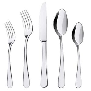 silverware set, enloy 20 pieces stainless steel flatware cutlery set, include knife fork spoon, mirror polished, dishwasher safe, service for 4