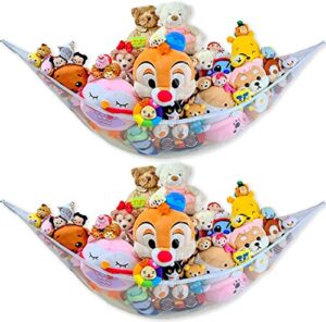 mia weaver stuffed animals jumbo toy storage hammock (mesh 2 packs, white)