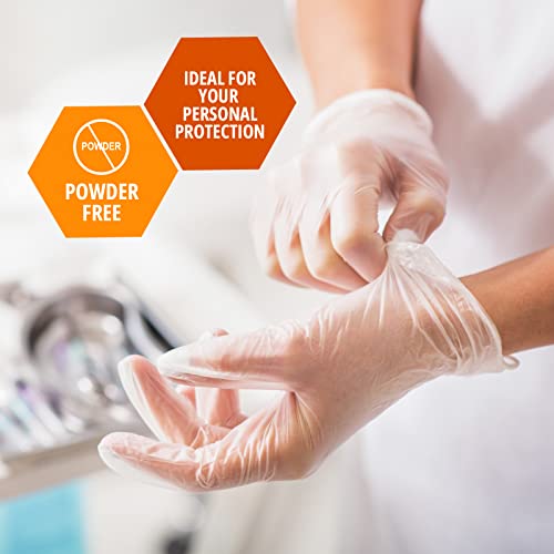 Med PRIDE Vinyl Gloves| Large Box of 100| 4.3 mil Thick, Powder-Free, Non-Sterile, Heavy Duty Disposable Gloves| Professional Grade for Healthcare, Medical, Food Handling, and More