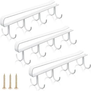 hotop 3 pieces under cabinet coffee cup hooks hanging coffee mug holder tea cup holder hooks coffee mug rack metal mug hooks for mugs coffee cups kitchen utensils display, 8 hooks each (white)