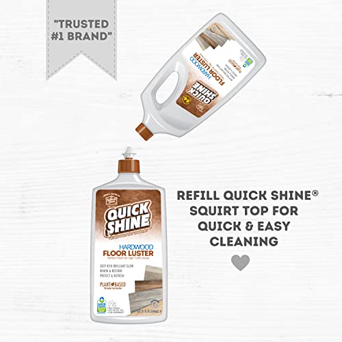 Quick Shine Hardwood Floor Luster 64oz | Plant-Based Cleaner & Polish w Carnauba | Simply Squirt & Spread | Don't Refinish It, Quick Shine It | Safer Choice Cleaner | Restore-Protect-Refresh